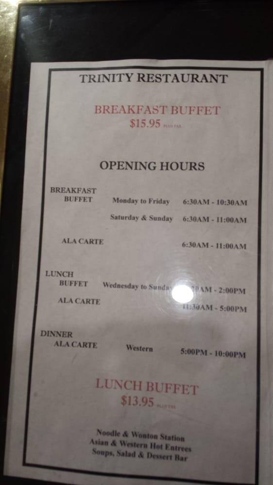 Menu at Trinity restaurant, San Gabriel