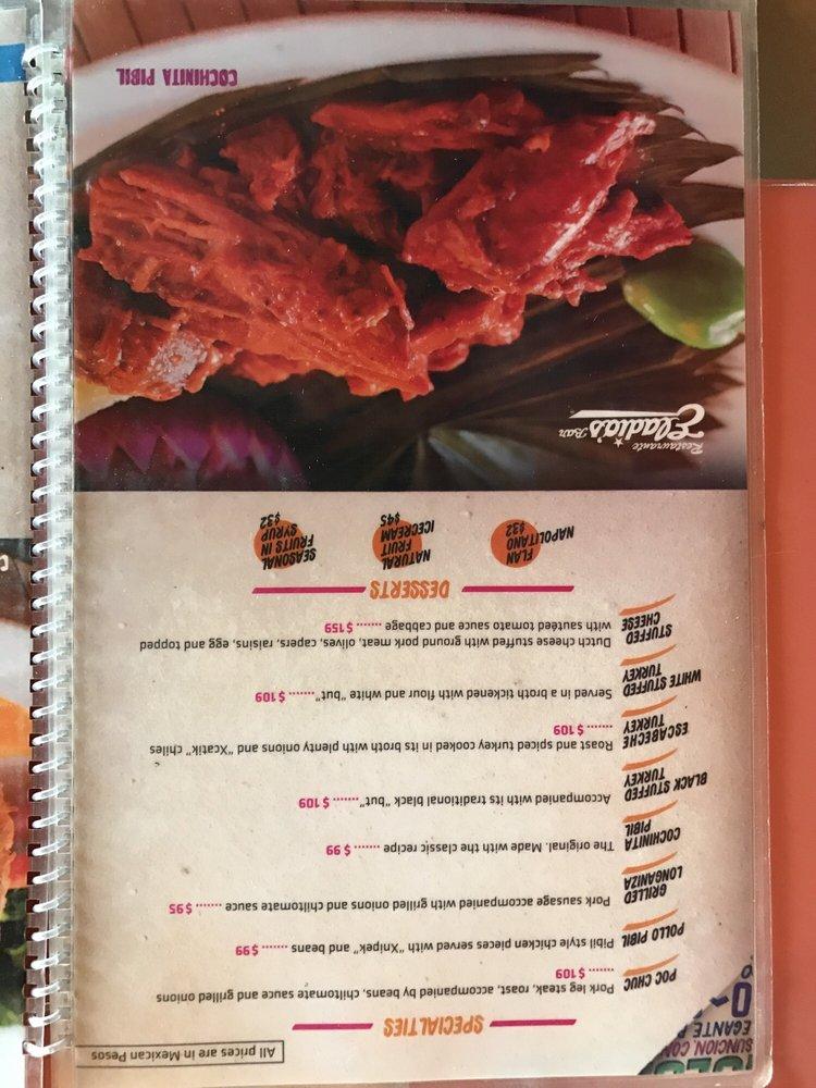 Menu at Eladio's Bar Progreso, Progreso