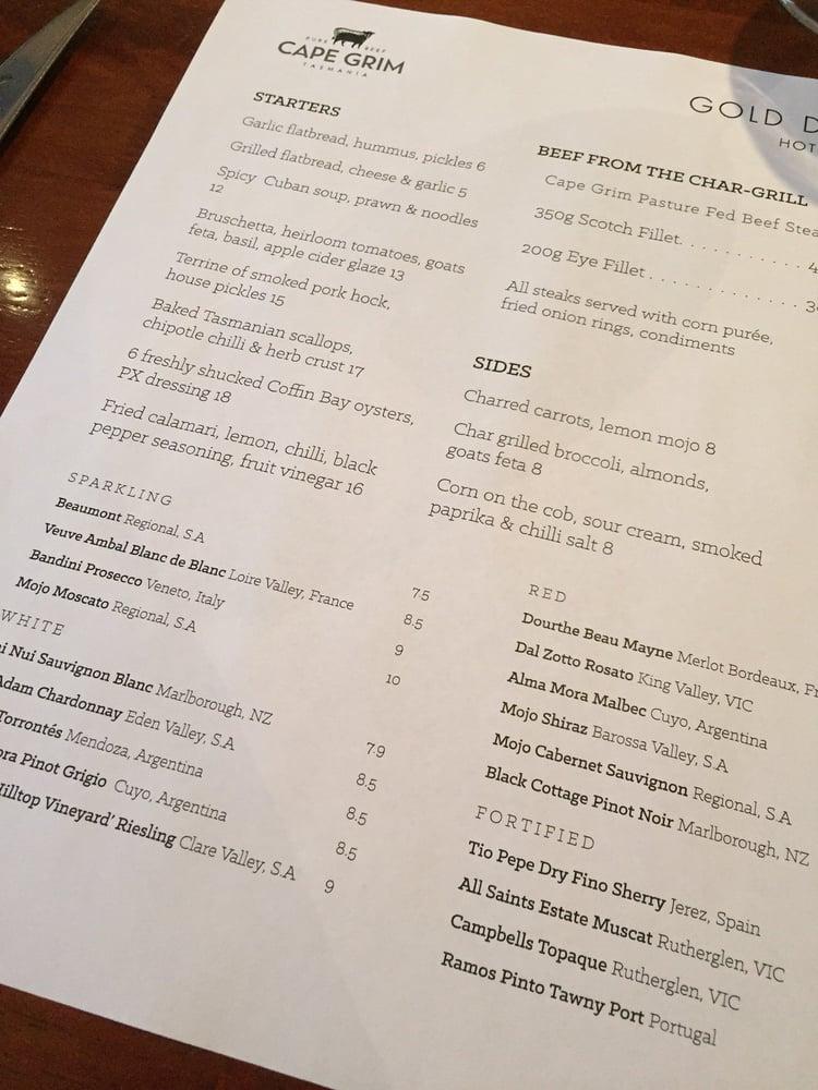 Carta del restaurante Gold Diggers Arms, Newtown