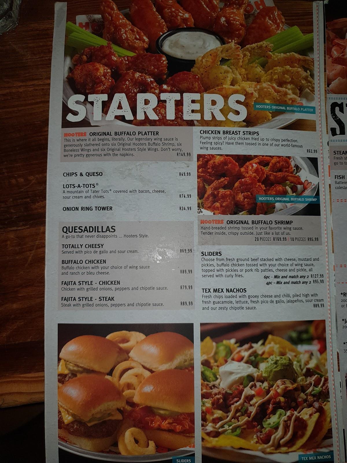 Speisekarte von Hooters Umhlanga restaurant, Umhlanga, 2 Lagoon Dr