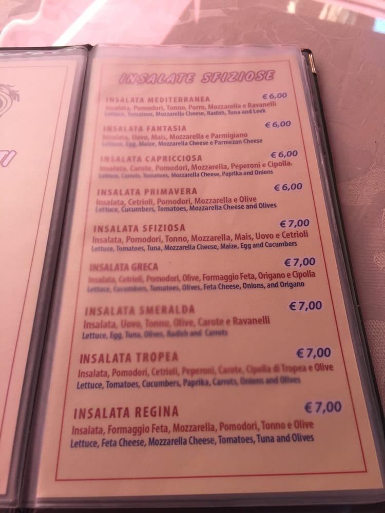 Menu da Lo Sfizio ristorante, Pisa