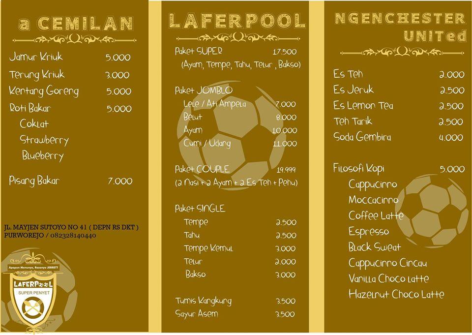 Menu at SUPER Penyet Laferpool restaurant, Purworejo