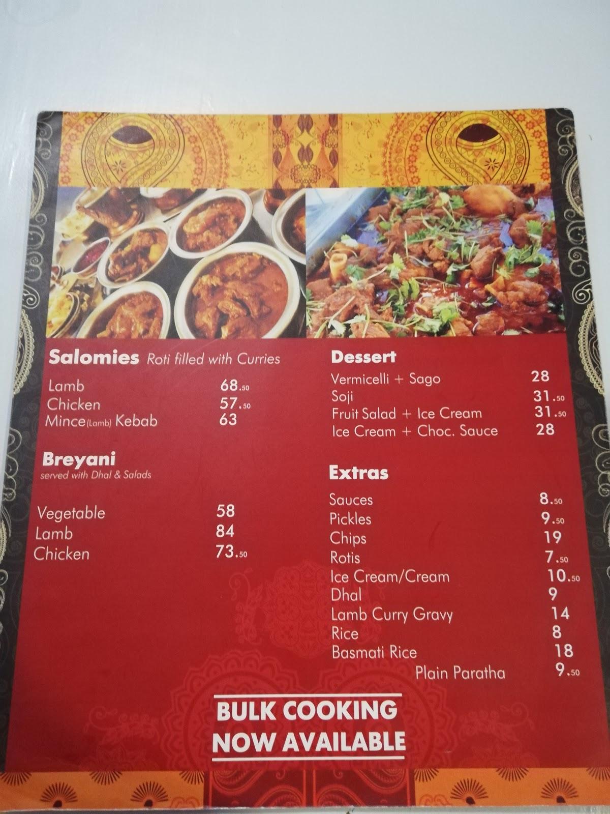 Menu at The Burner restaurant, Cape Town, Manhattan Suites and Conferencing