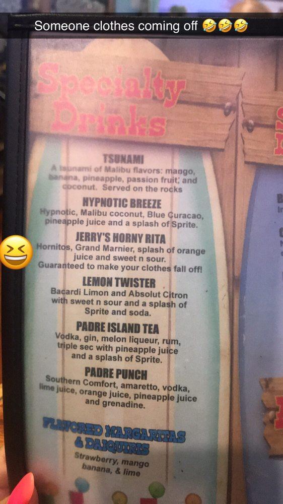 Menu at Tom and Jerry's BBQ, South Padre Island