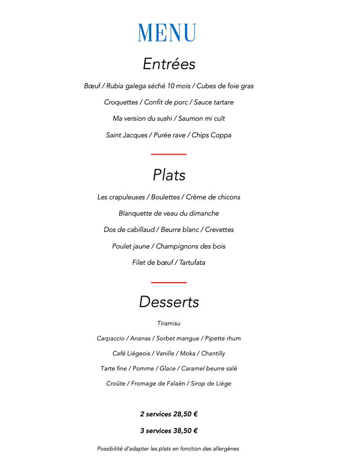 Menu au Forge-Toi, Onhaye