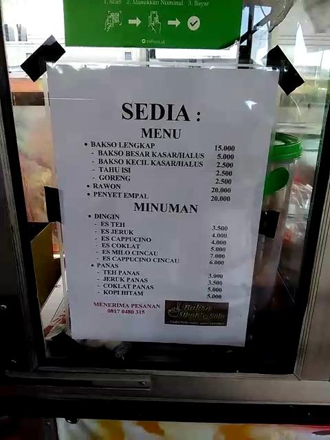 Carta del restaurante Bakso Mbah'e Solo Hj. Ris'ah (Cabang Ketiga ...