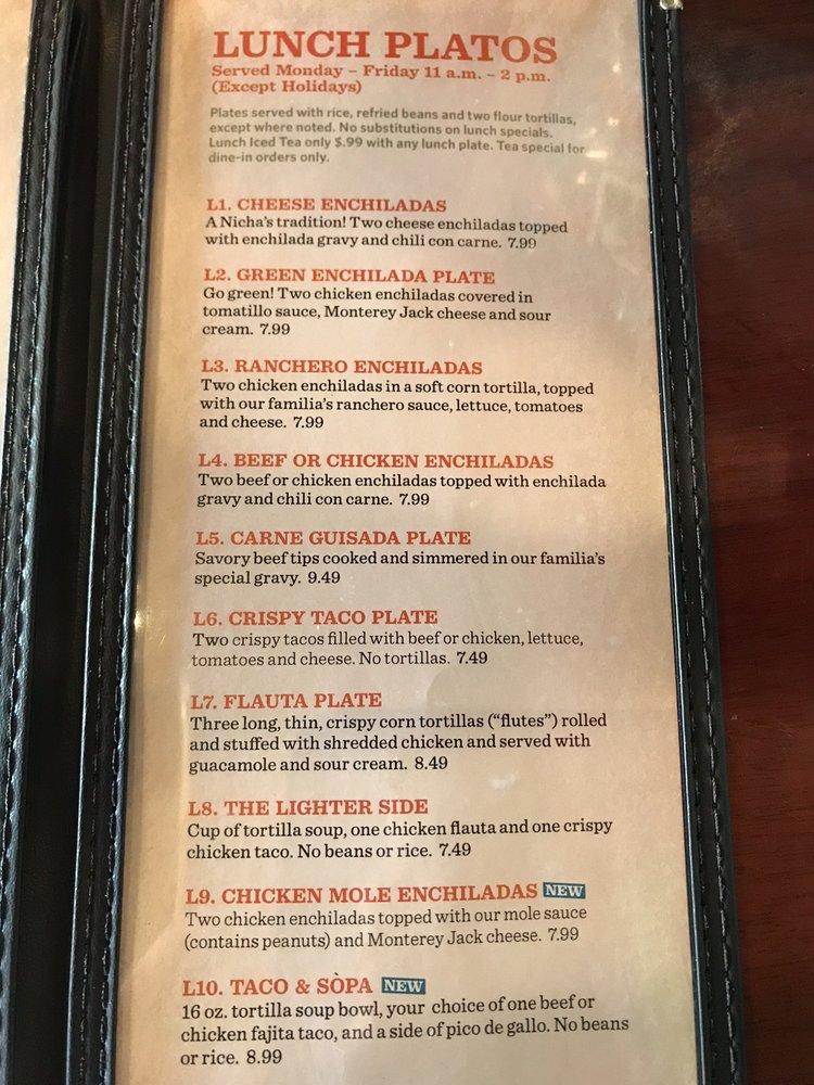 Menu at Nicha's Comida Mexicana - Loop 410 restaurant, San Antonio ...