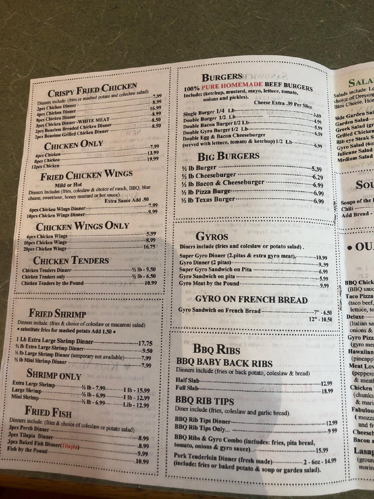 Menu at State Street Restaurant & Italian Pizza, Lockport