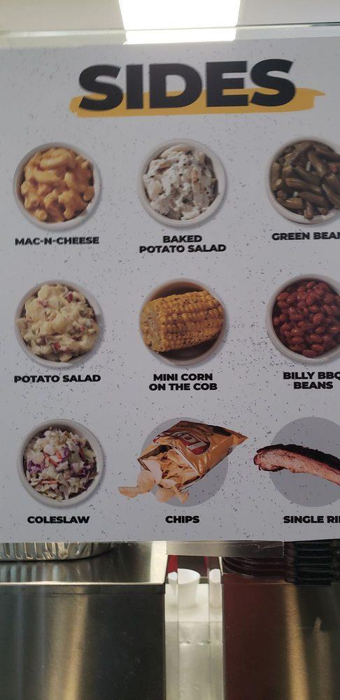 Menu at Billy Sims Barbecue, Franklin