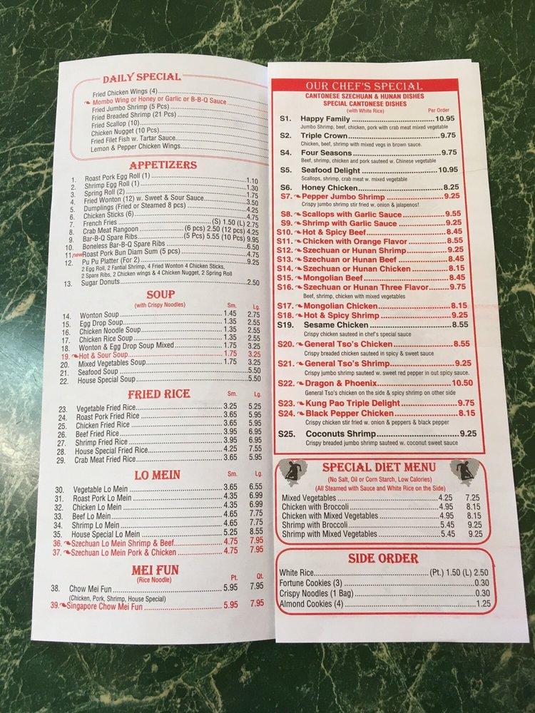 Menu at China Tokyo restaurant, Dunn