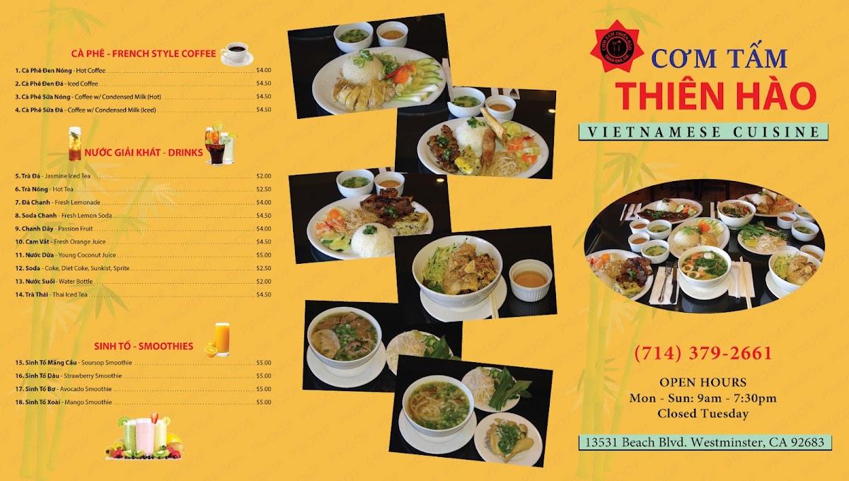 Menu at Com Tam Thien Hao restaurant, Westminster