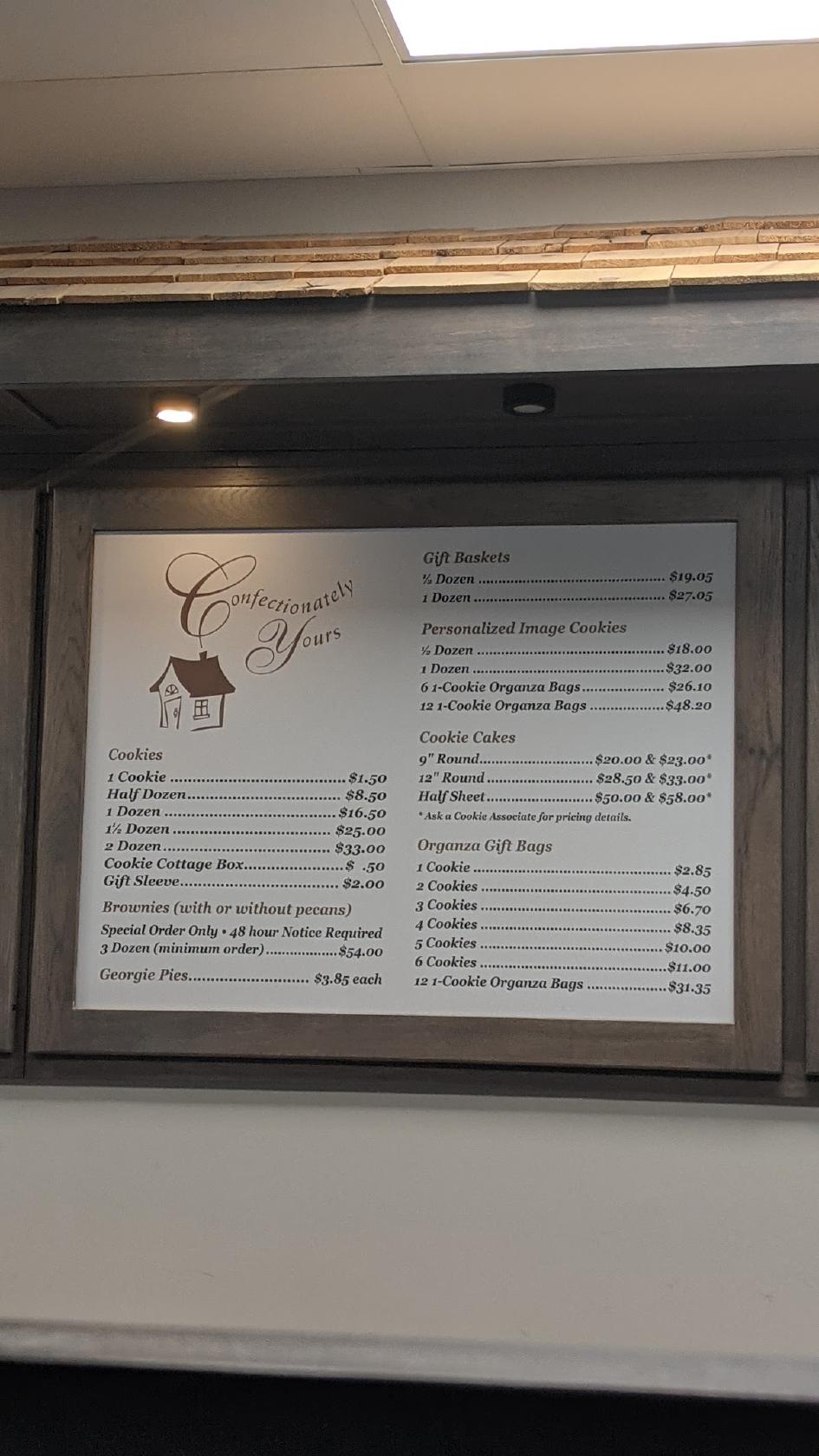 Menu at Cookie Cottage Inc cafe, Fort Wayne