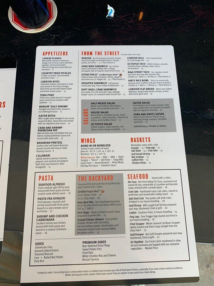 Menu at The Boil Yard pub & bar, Crystal River, SE US Hwy 19
