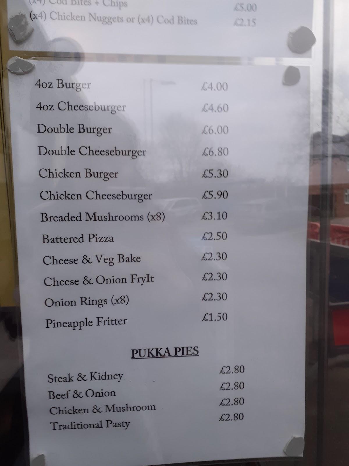 Menu at The Frying Machine fast food, Norwich, 156 Furze Rd