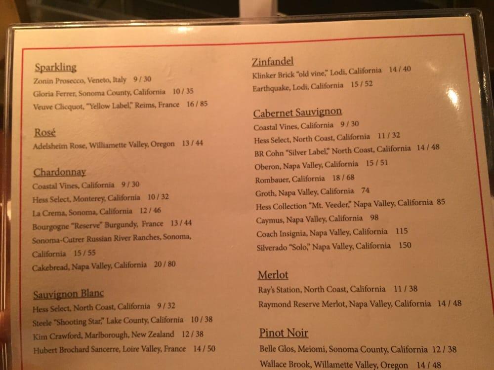 Menu at BrickTop's restaurant, Naples, Tamiami Trail N