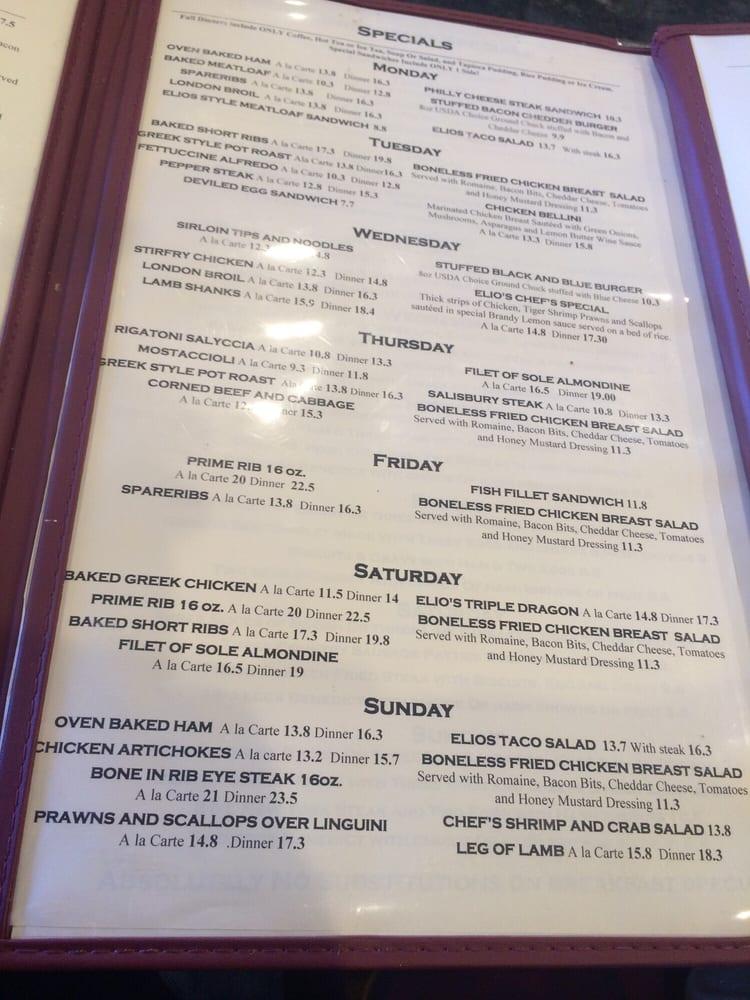 Menu at Elios Family Restaurant, San Leandro