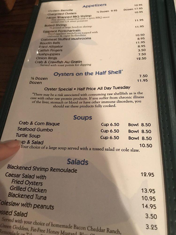 Menu at Parrain's Seafood Restaurant, Baton Rouge