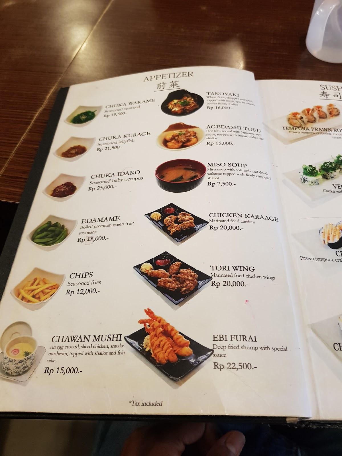 Menu at Sora Sushi Pontianak restaurant, Pontianak