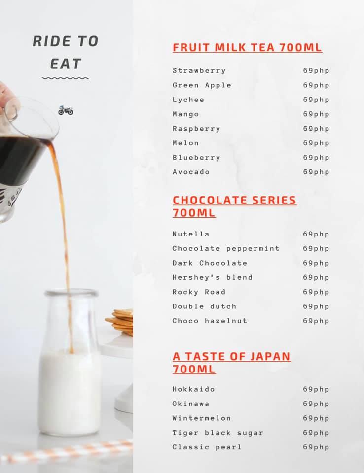 Menu at Ride To Eat restaurant, Baguio
