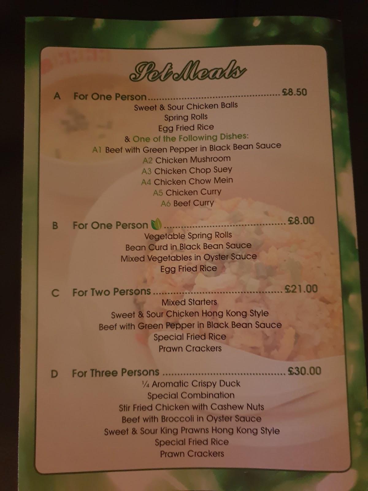 Menu at Golden bridge restaurant, Bourne