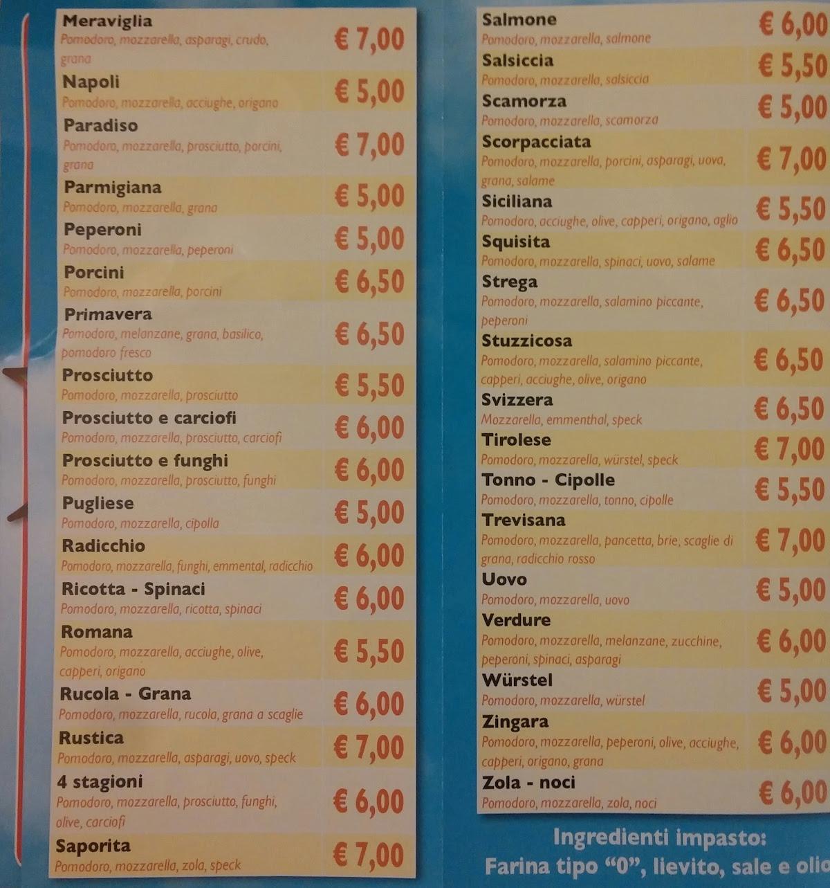 Menu da Pizzeria Il Sole, Romano di Lombardia
