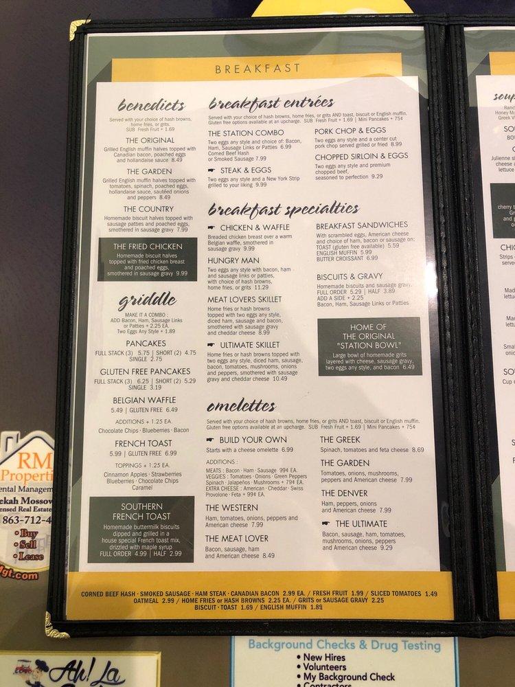 Menu at Egg Station restaurant, Lakeland