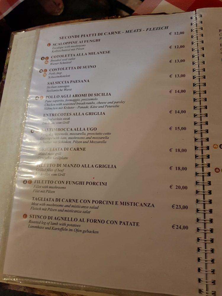 Menu da La Trattoria Da Ugo pizzeria, Taormina