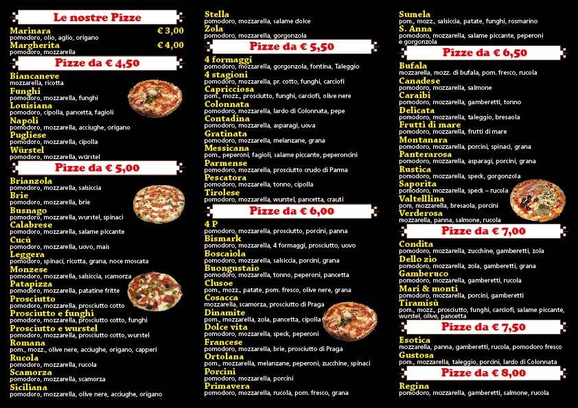 Menu at Pizzeria Sant'Anna, Busnago