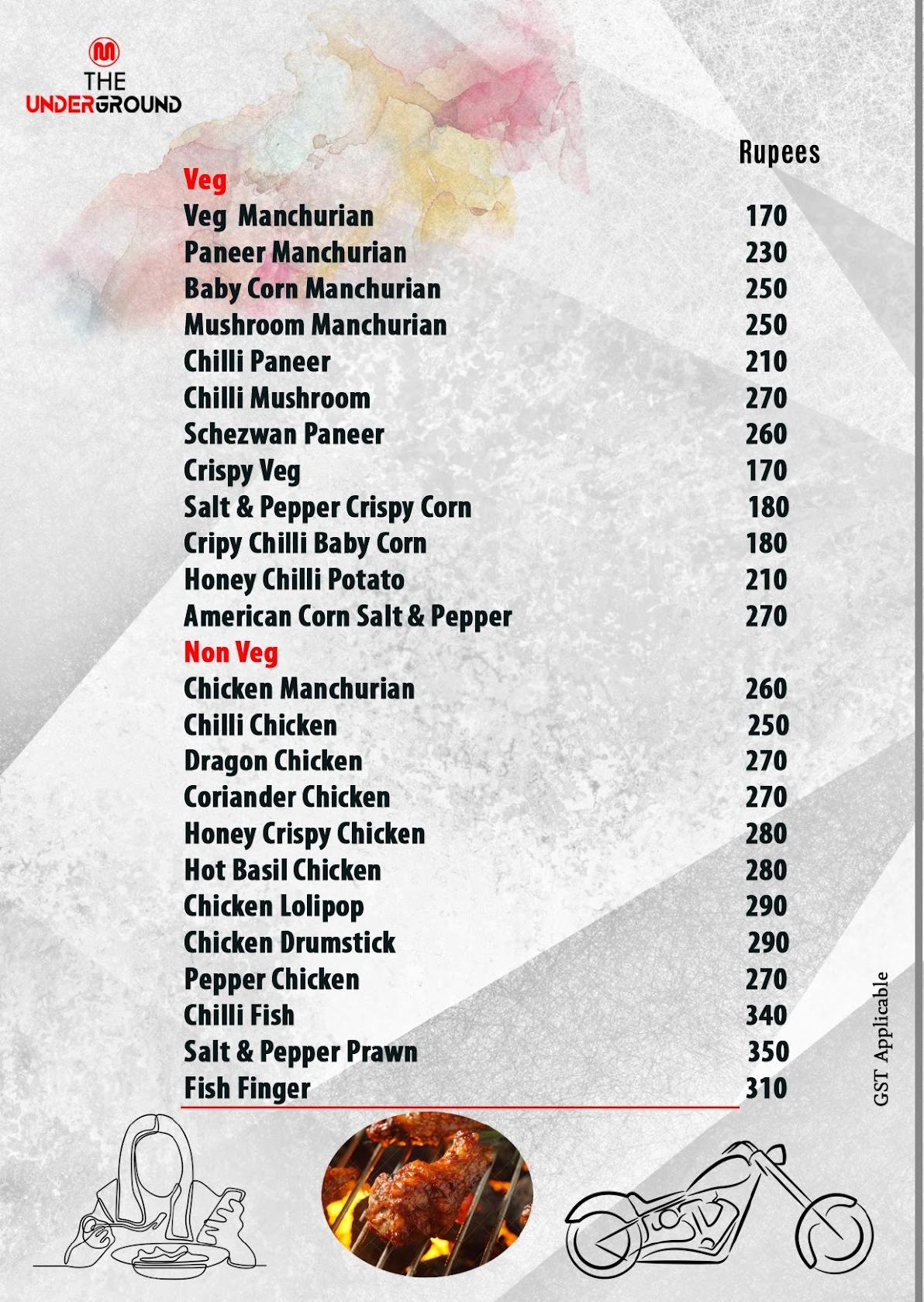 Menu at The Underground - by Madhulika, Dhanbad