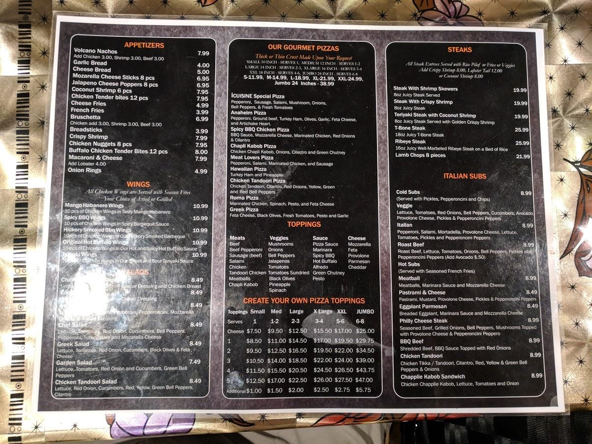 Menu at Fusion Halal restaurant, Anaheim