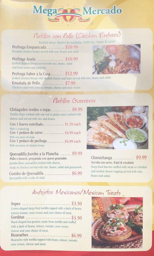 Menu at Mega Mercado restaurant, Lakeland