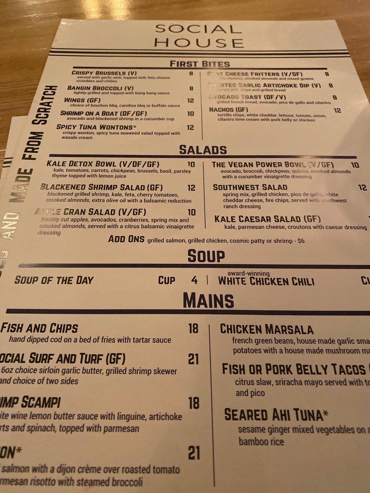 Menu at Social House Kitchen and Bar, Grand Rapids