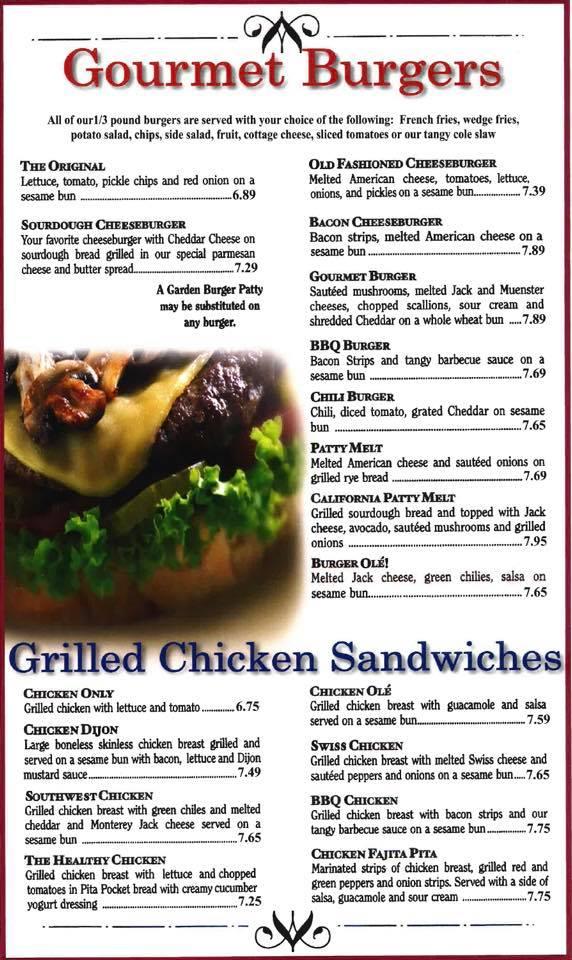 Menu at Red Plate Diner restaurant, Midland