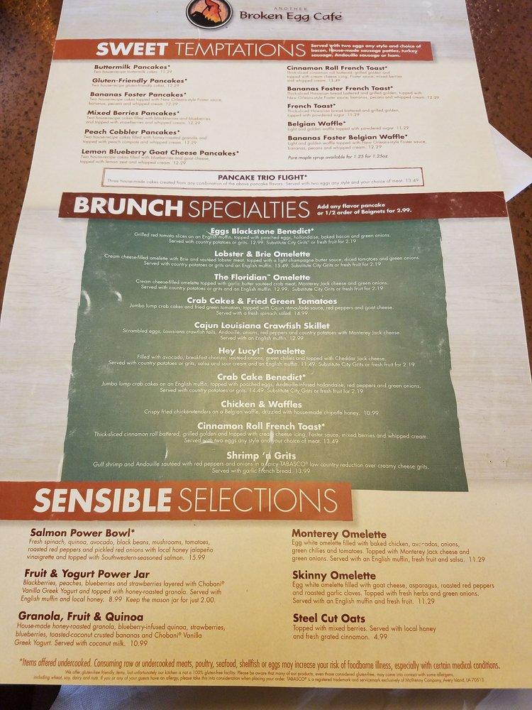 Menu at Another Broken Egg Cafe, Indianapolis, N Meridian St