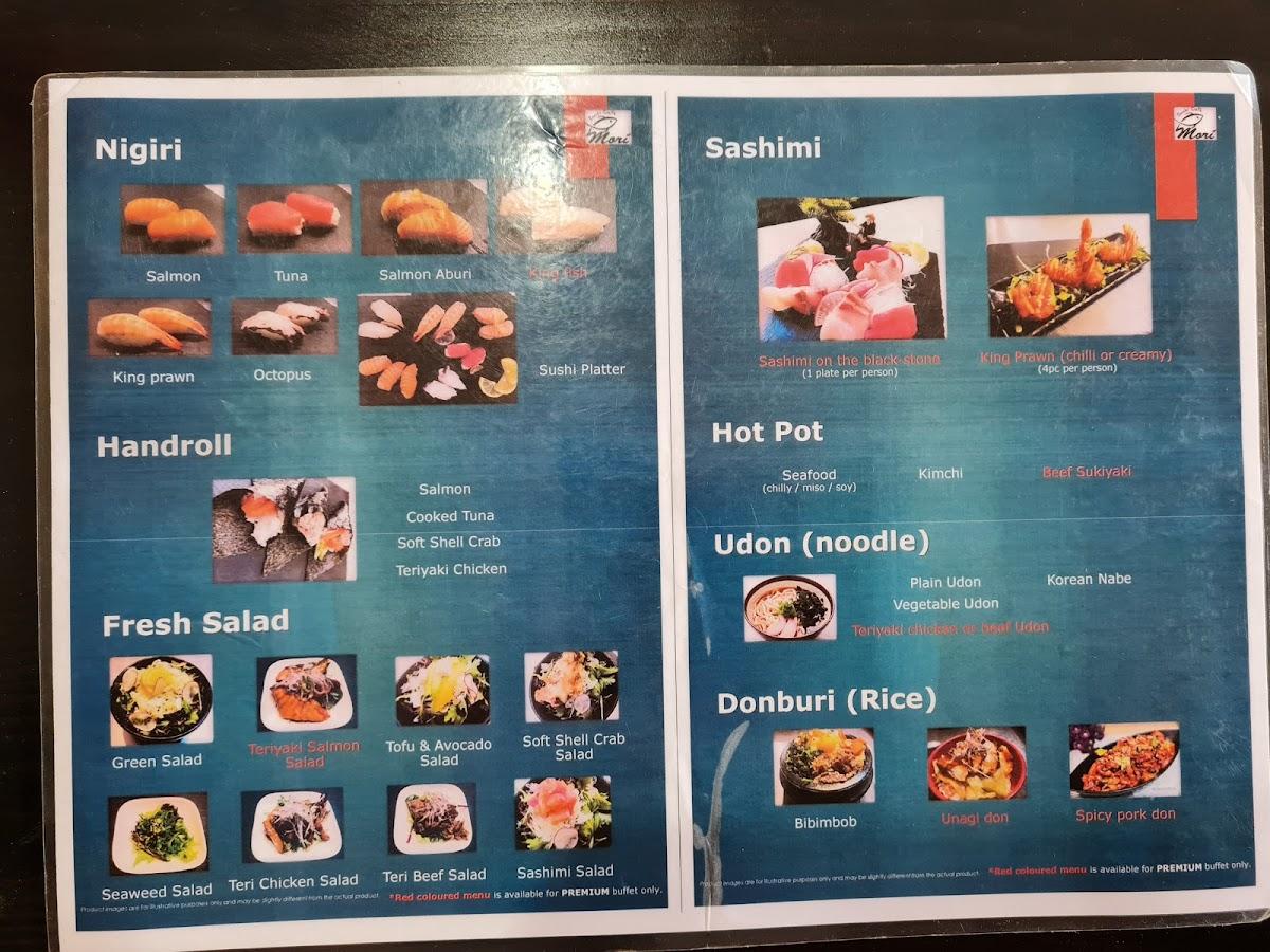 Menu at Mori Japanese Restaurant, Glebe