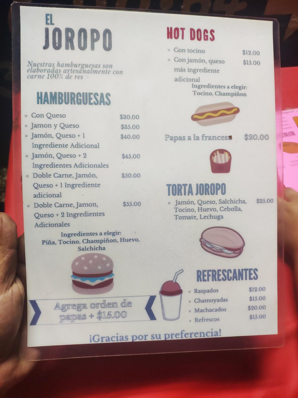 Menu at El joropo restaurant, Merida