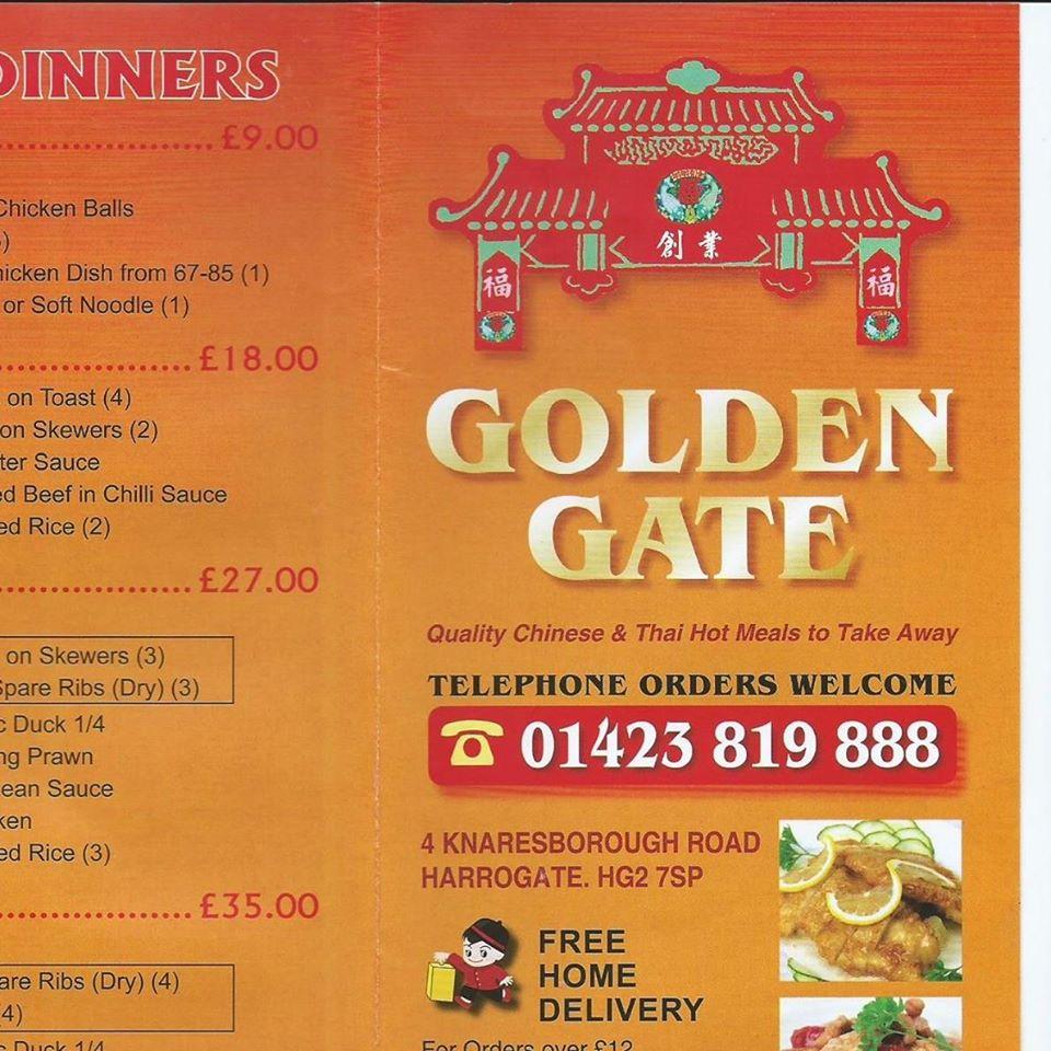 Menu at Golden Gate fast food, Harrogate