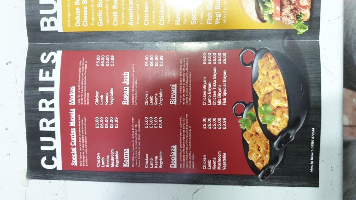Menu at Khan’s Takeaway, Halifax