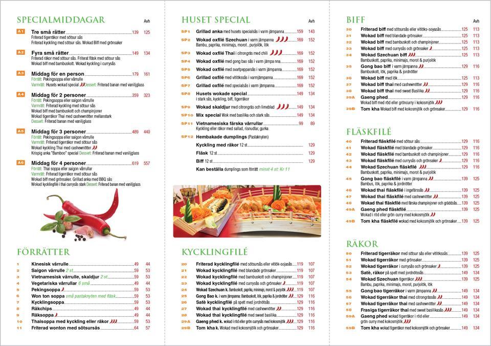 Menu at Bamboo City Restaurant, Strömstad