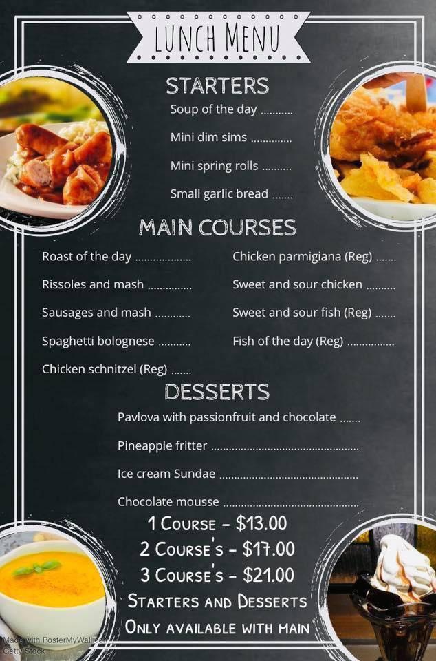 Menu at Cambrian Hotel pub & bar, Maryborough
