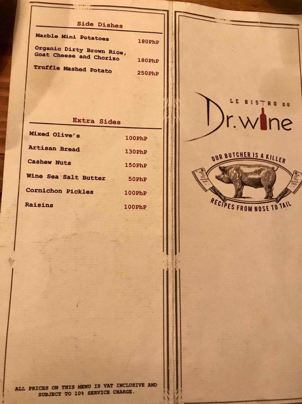 Menu at Le Bistro Du Dr. Wine pub & bar, Makati
