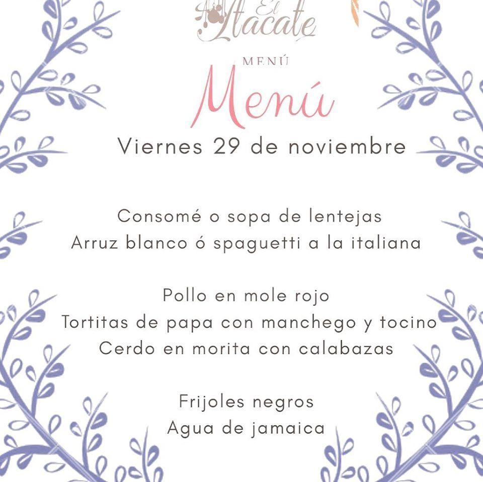 Menu at El Itacate restaurant, Mexico, 5 de mayo numero 27