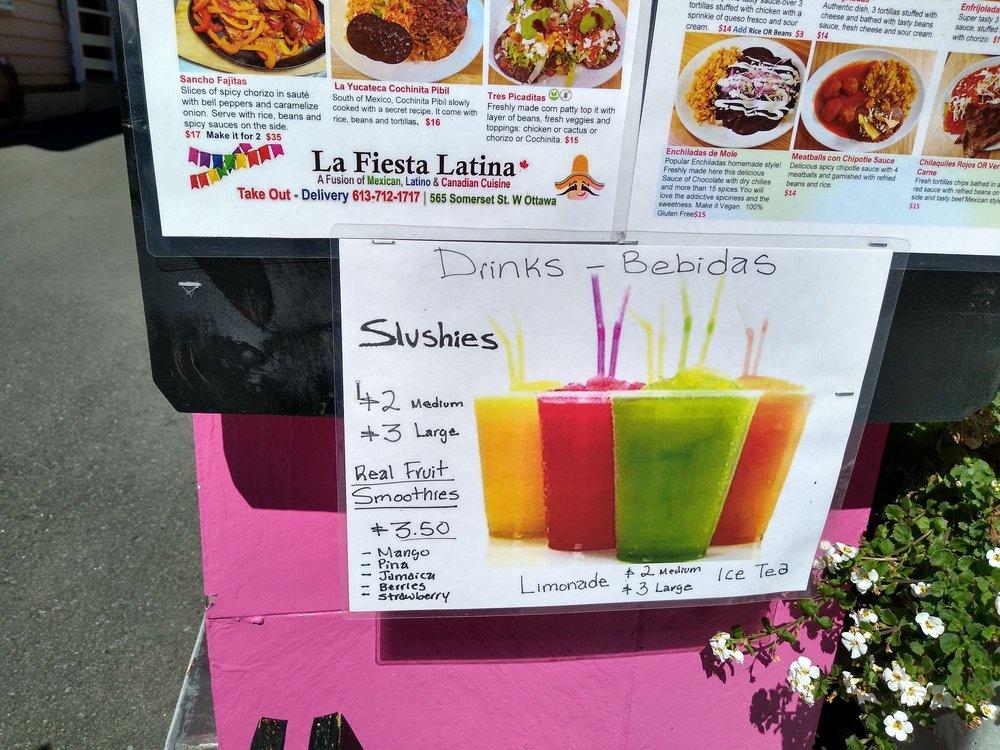 Menu at La Fiesta Latina restaurant, Ottawa