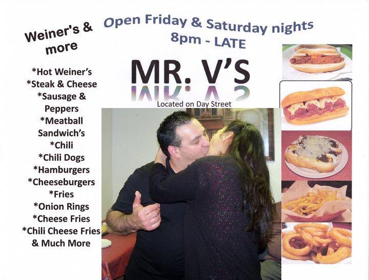Menu at Mr. V's restaurant, Johnston