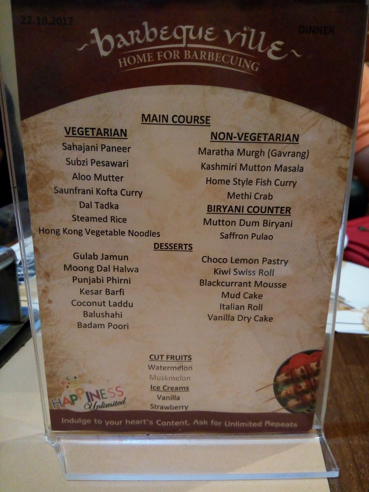 Menu at Barbeque Ville, Nashik, Karambelkar Tower