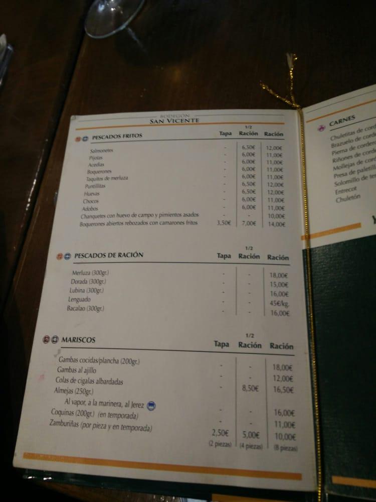 Menu at Bodegón pub & bar, Seville, C. Virgen de Luján