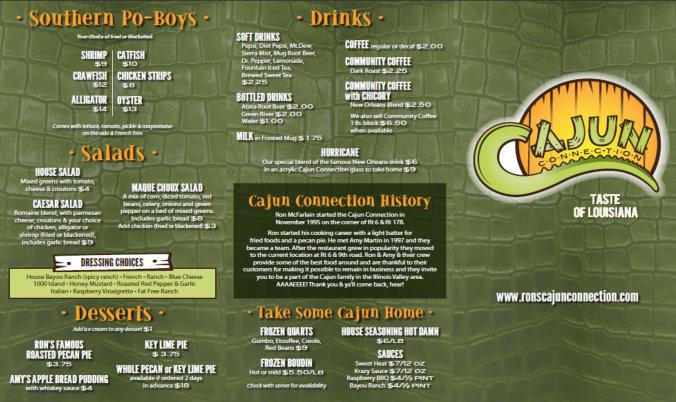 Menu at Cajun Connection restaurant, North Utica