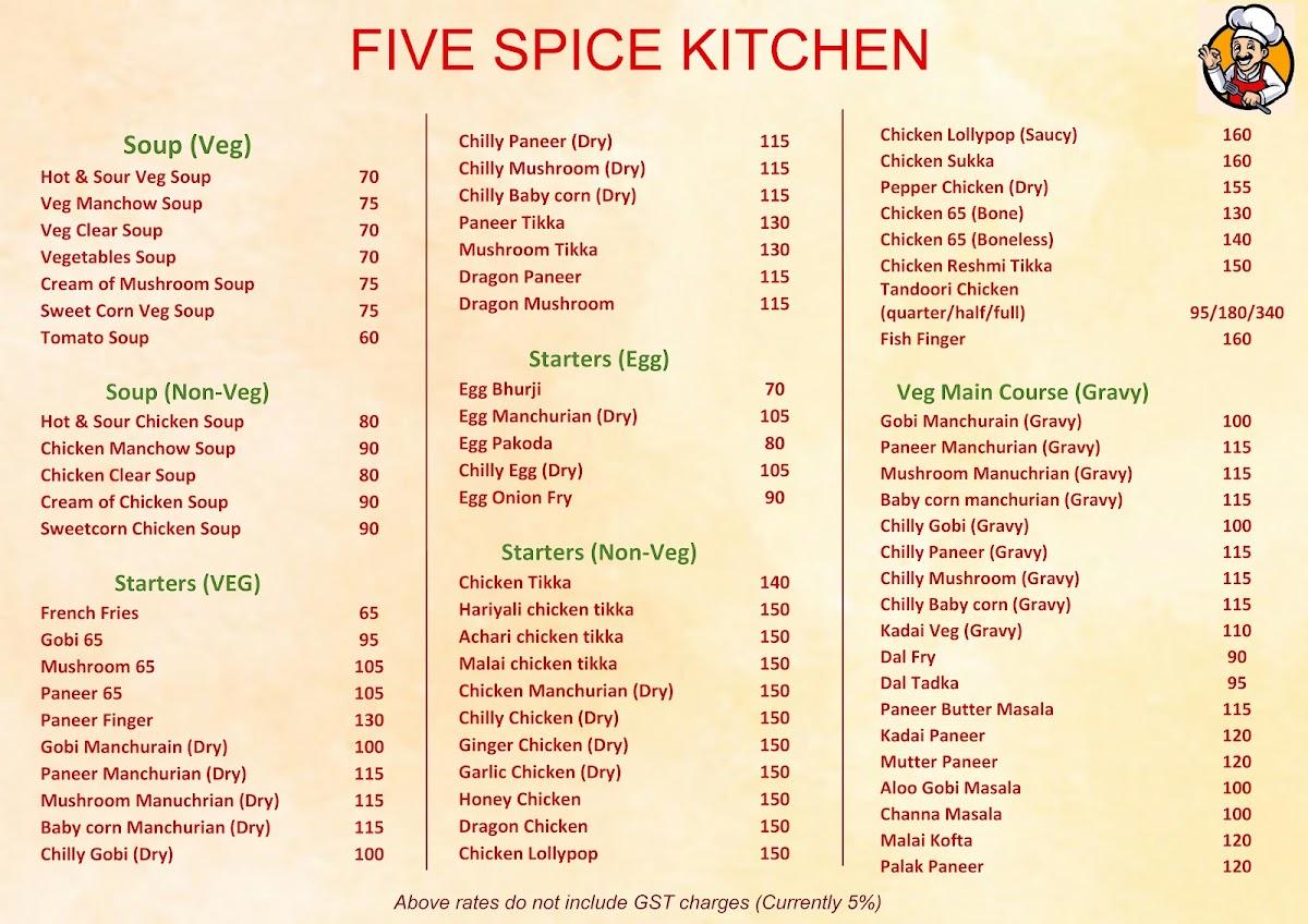 Menu at Five Spice Kitchen online food Delivery Cloud kitchen in ...
