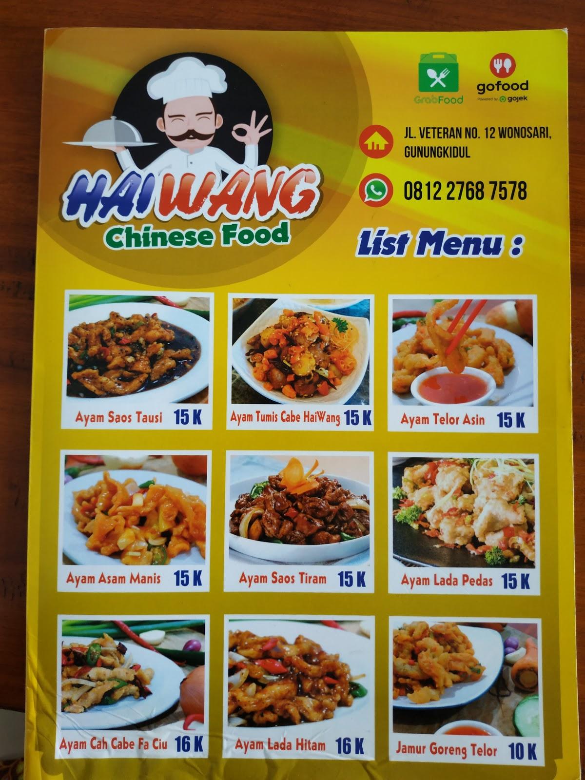 Menu at Hai Wang Chinese Food restaurant, Semanu