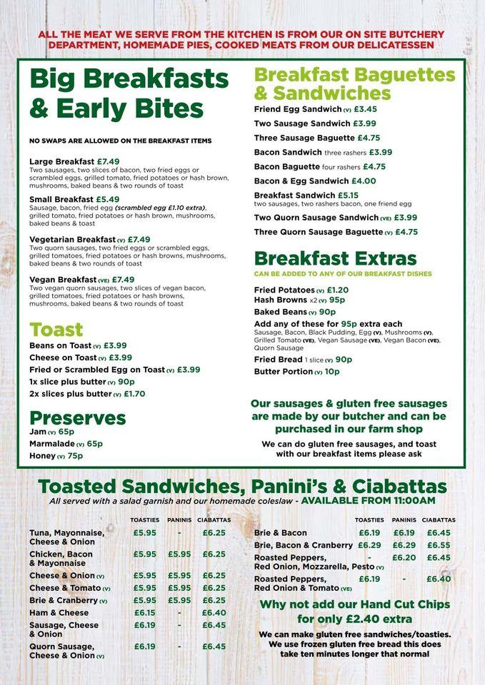 Menu at Ivy Farm restaurant, Kirton